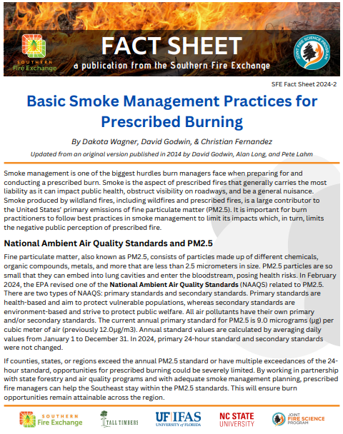 Basic Smoke Management Practices (BSMPs) and Tools | Southern Fire Exchange